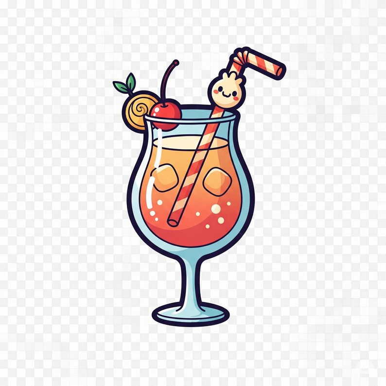 Vibrant Cute Cartoon Cocktail Clip Art Set 1 - Cartoon Bar & Beverage ...