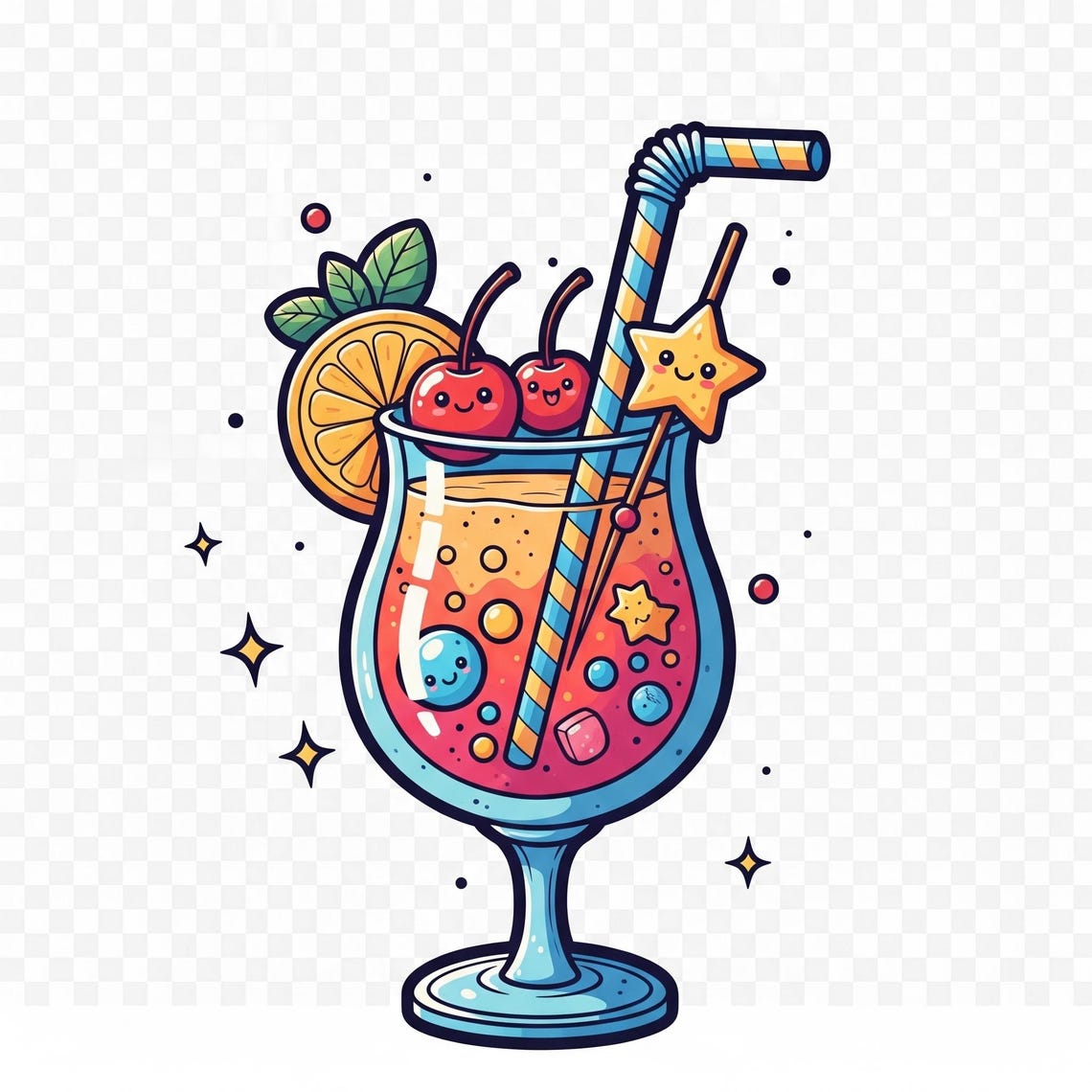 Cartoon Cocktail Clip Art Set: Bar & Beverage Illustrations (digital ...