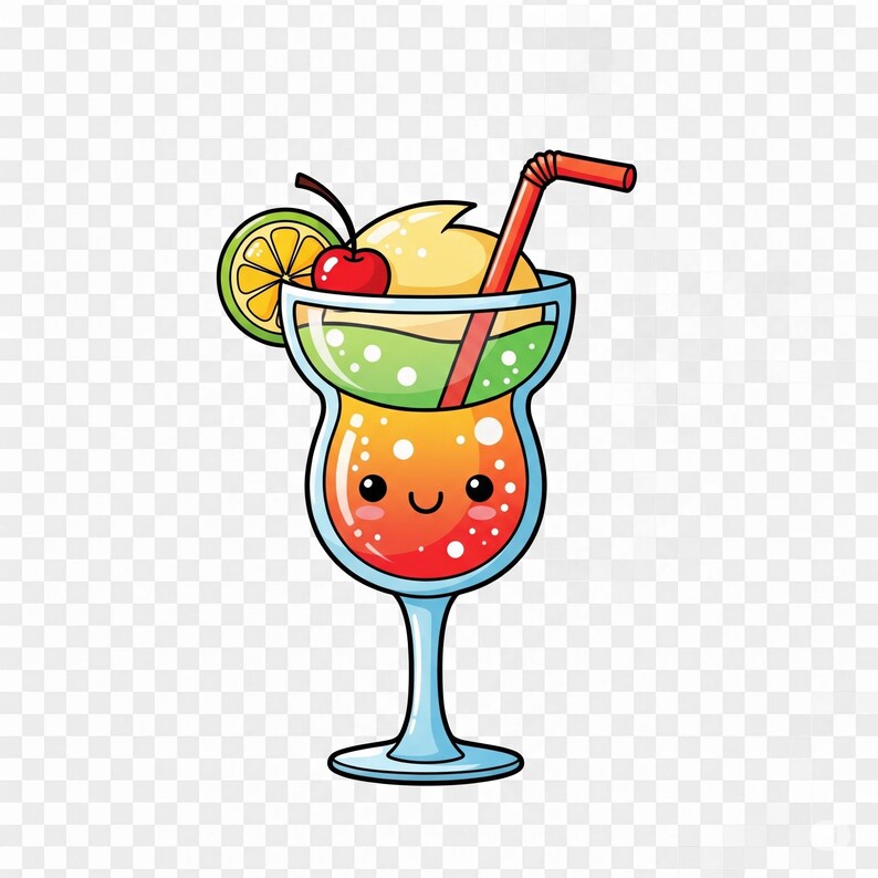 Vibrant Cute Cartoon Cocktail Clip Art Set 1 - Cartoon Bar & Beverage ...