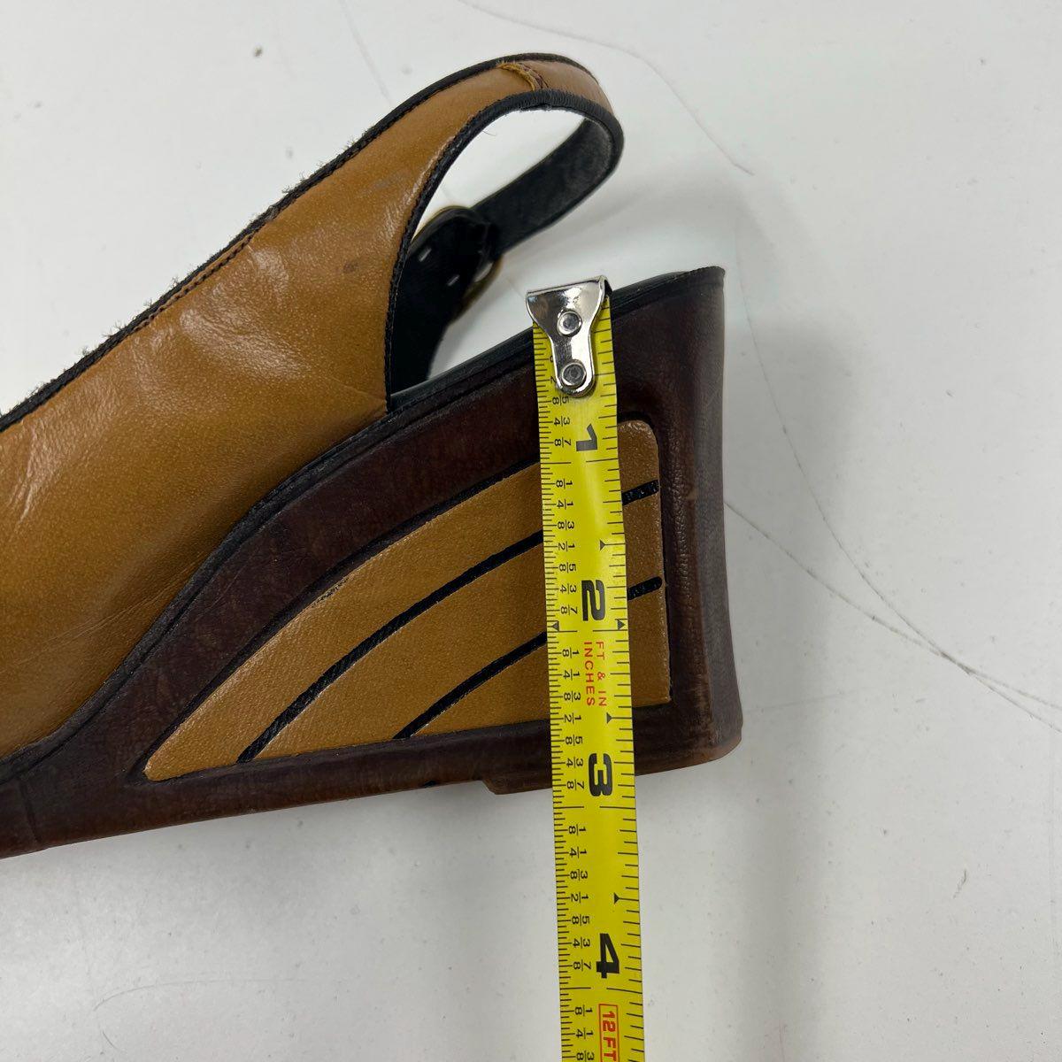 Vintage 70s Life Stride Bingo Camel Wedge Slingback Sandals IOB Size 7. ...