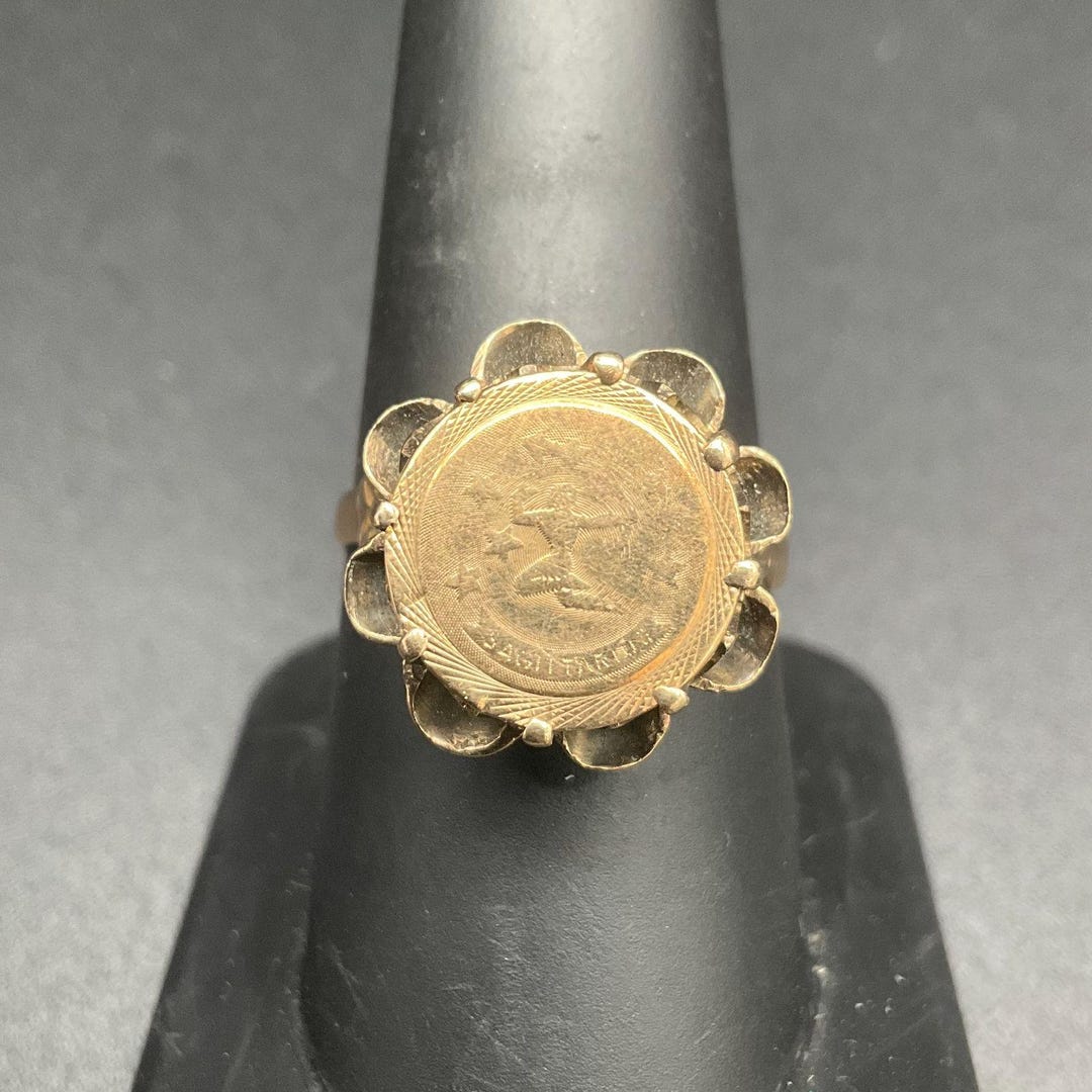 Vintage Sagittarius Zodiac Medallion Ring Mixed Karat Gold Size 9 2.96g ...