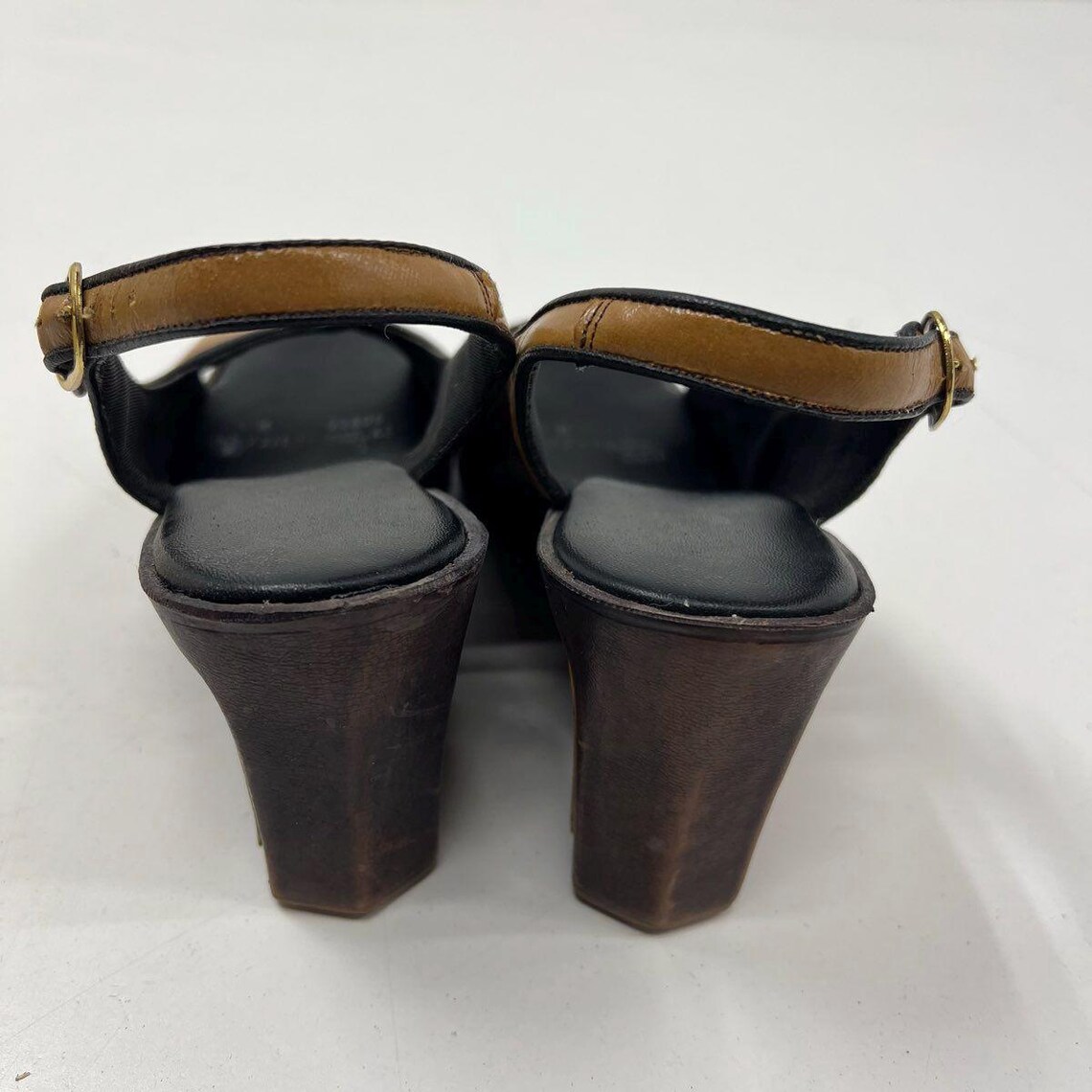 Vintage 70s Life Stride Bingo Camel Wedge Slingback Sandals IOB Size 7. ...