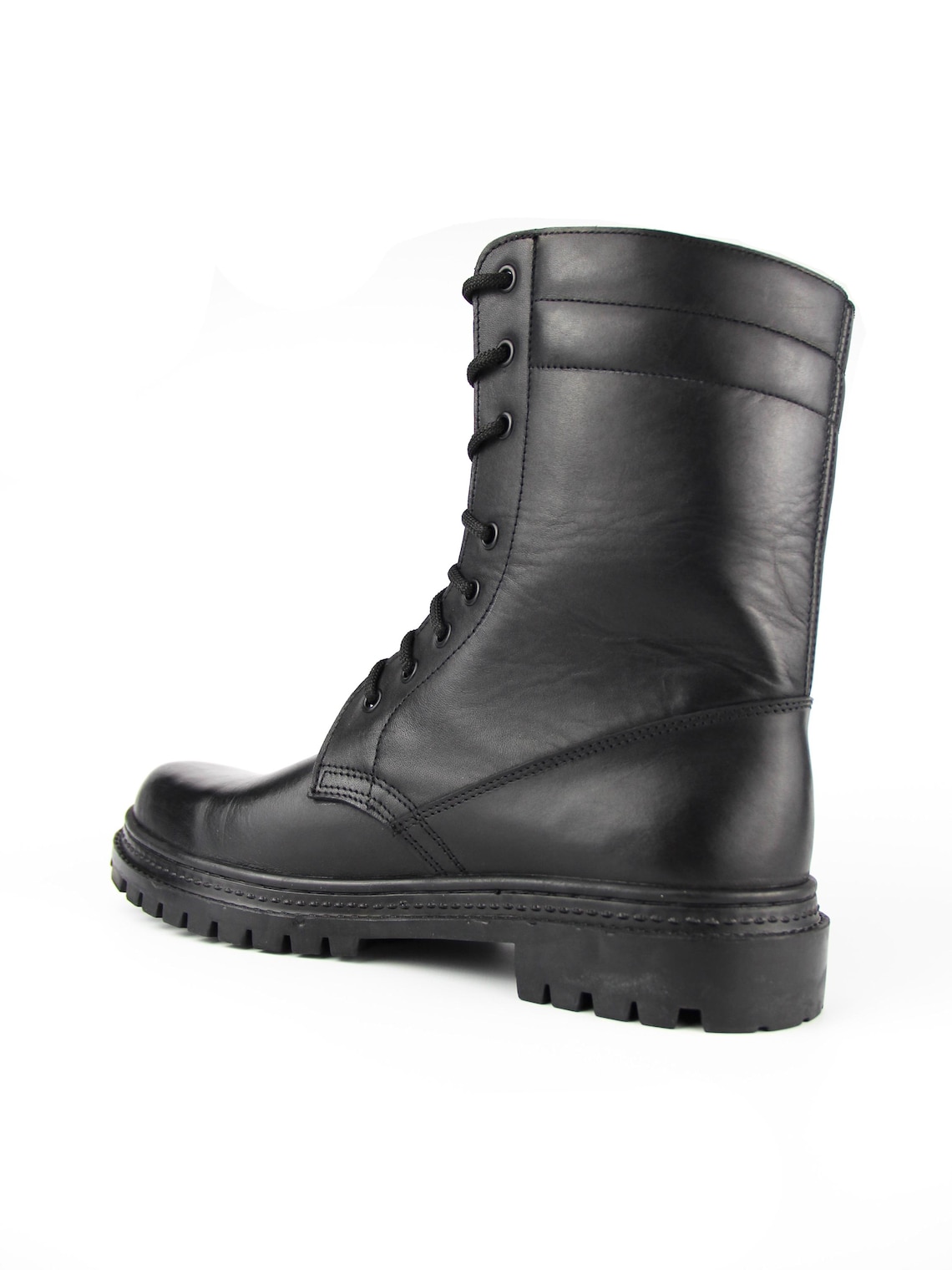 Men's Black Leather Tactical Boots | Military Style Demiseason Footwear ...