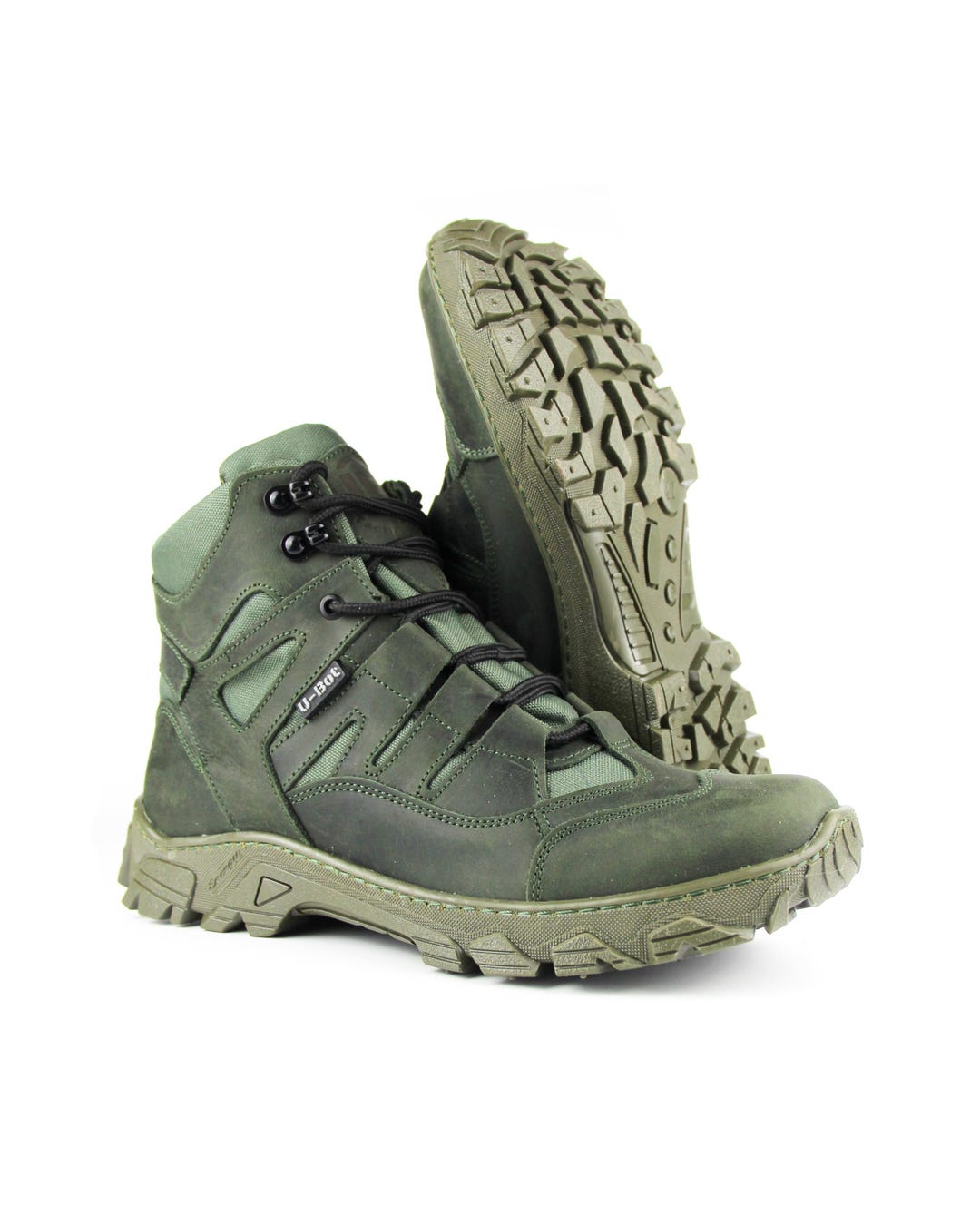 Men's Leather Tactical Boots – Olive | Military Combat Outdoor Footwear ...