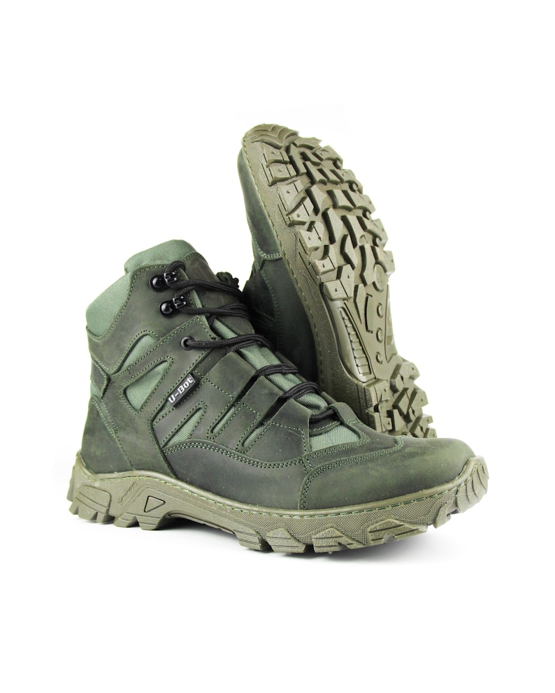 Men's Leather Tactical Boots – Olive | Military Combat Outdoor Footwear ...