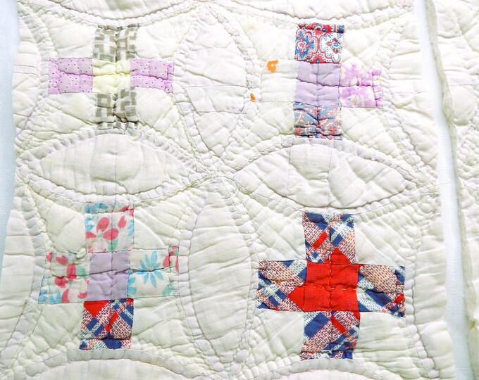 Vintage Farmhouse Quilt Blocks: 1930s Cotton Cutter Pieces, 11" Squares ...