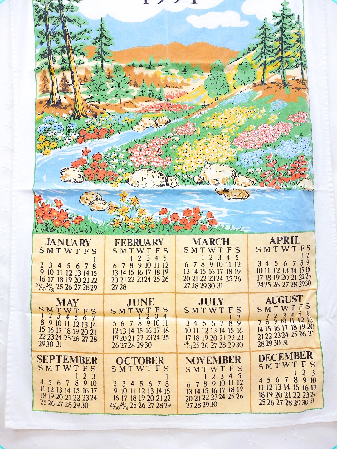 Vintage 1994 Calendar Tea Towels, Collectible Calendar Towels - Etsy