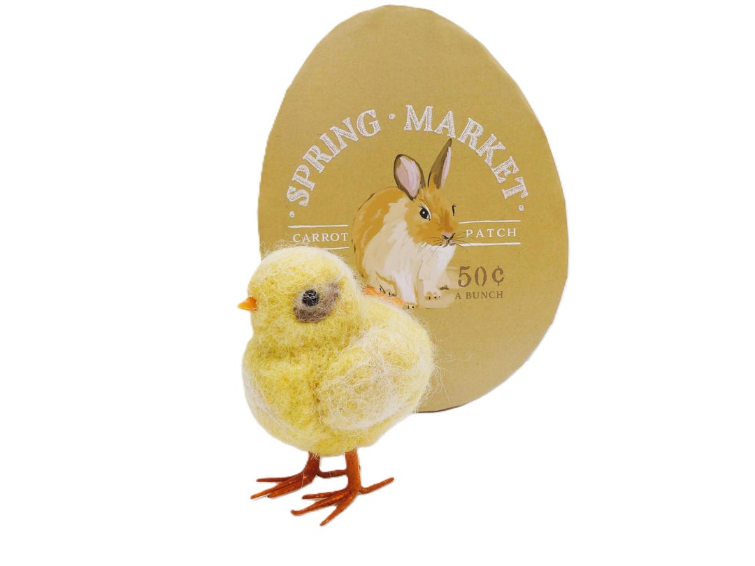 Needle Felted Easter Chick Yellow Felted Baby Chick Easter Decoration ...