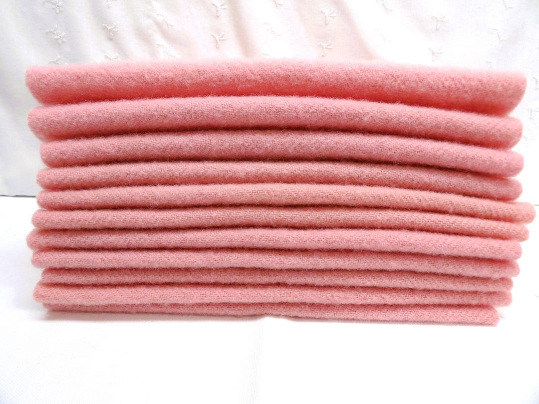 Wool Blanket Blocks - Pastel Pink Wool Blanket Remnants - 2 Soft Wool ...