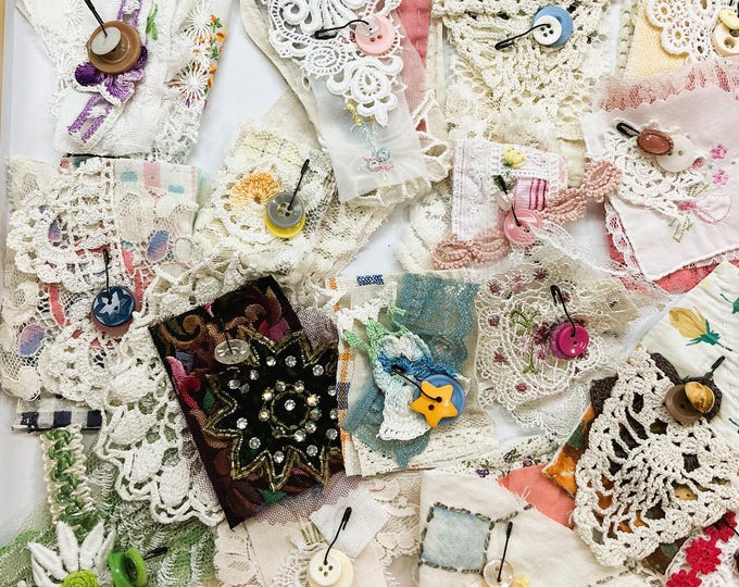Vintage Lace Cluster - Craft Snippet Bits - Junk Journals - Slow Stitch ...