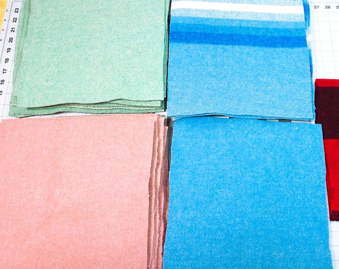 Wool Blanket Scrap, Soft Wool Sheets for Crafts, 9 Large Vintage Wool ...