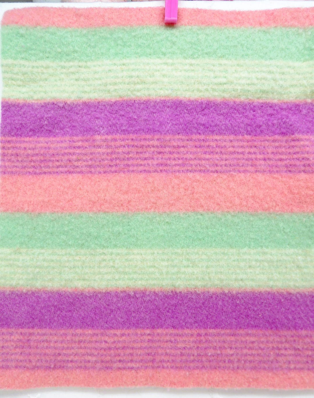 Wool Blanket Blocks - 2 Pink and Mint Green Wool Blanket Remnants ...