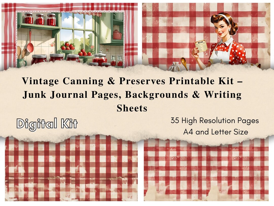 Vintage Canning and Preserves Printable Kit – Junk Journal Pages ...