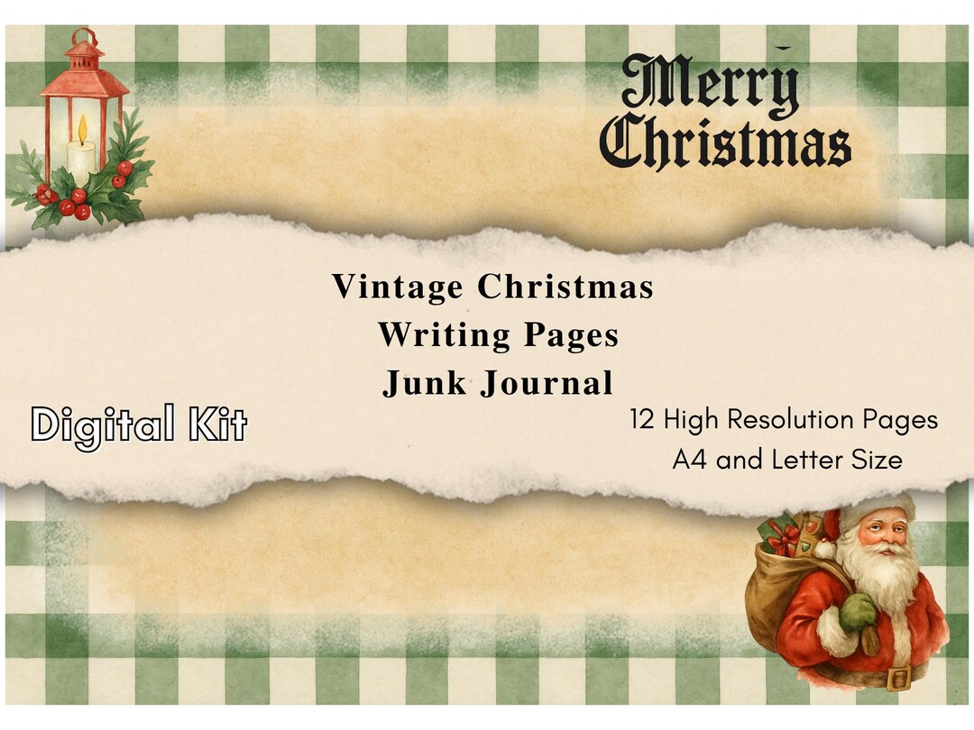 Vintage Christmas Writing Pages – Printable Junk Journal Lined Paper ...