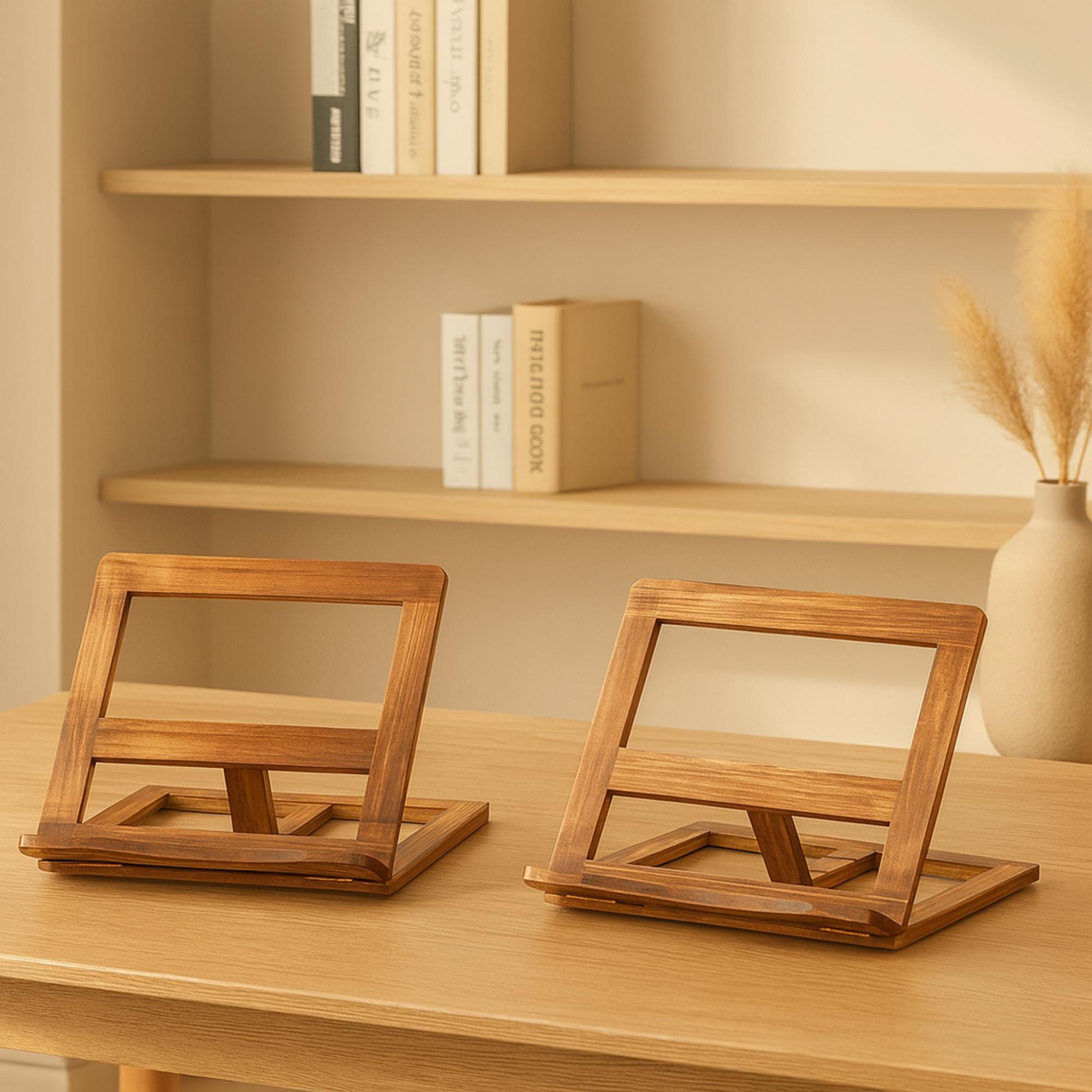 Adjustable Wooden Book Stand and Cookbook Holder – Foldable Recipe ...