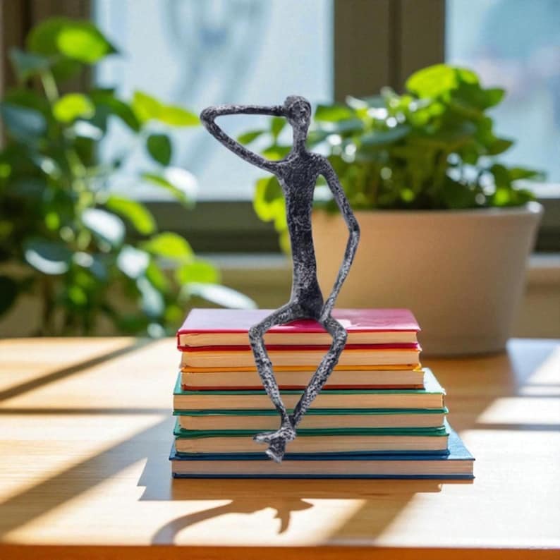Abstract Metal Human Sculpture – Black Cast Iron Art Statue, Modern ...