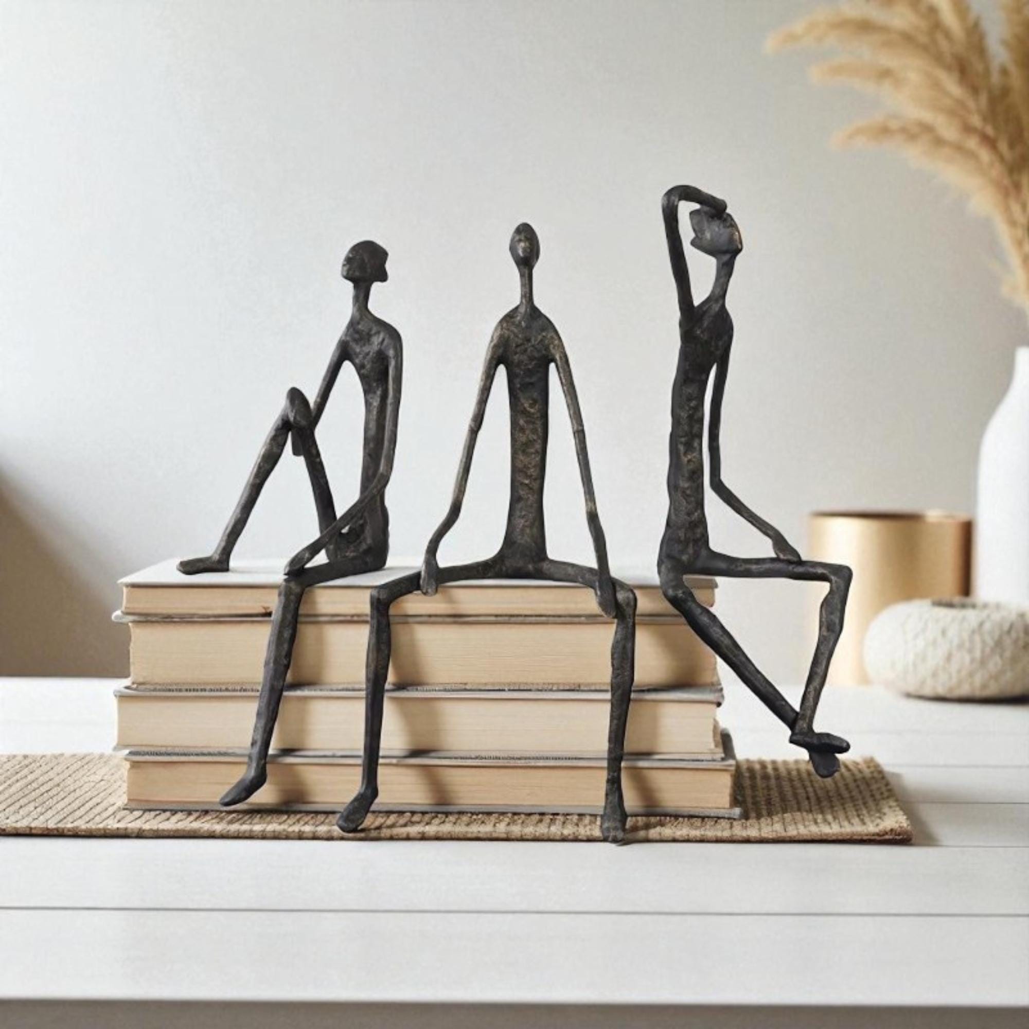 Abstract Metal Human Sculpture – Black Cast Iron Art Statue, Modern ...