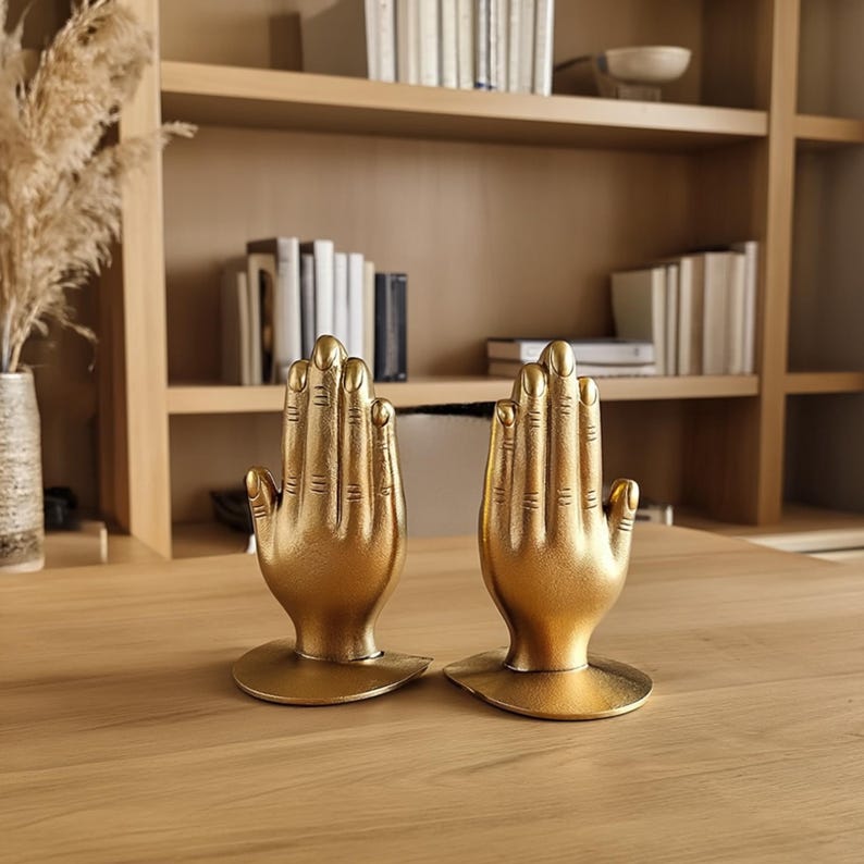 Hand-shaped Metal Bookend for Shelves – Decorative Iron Book Holder ...