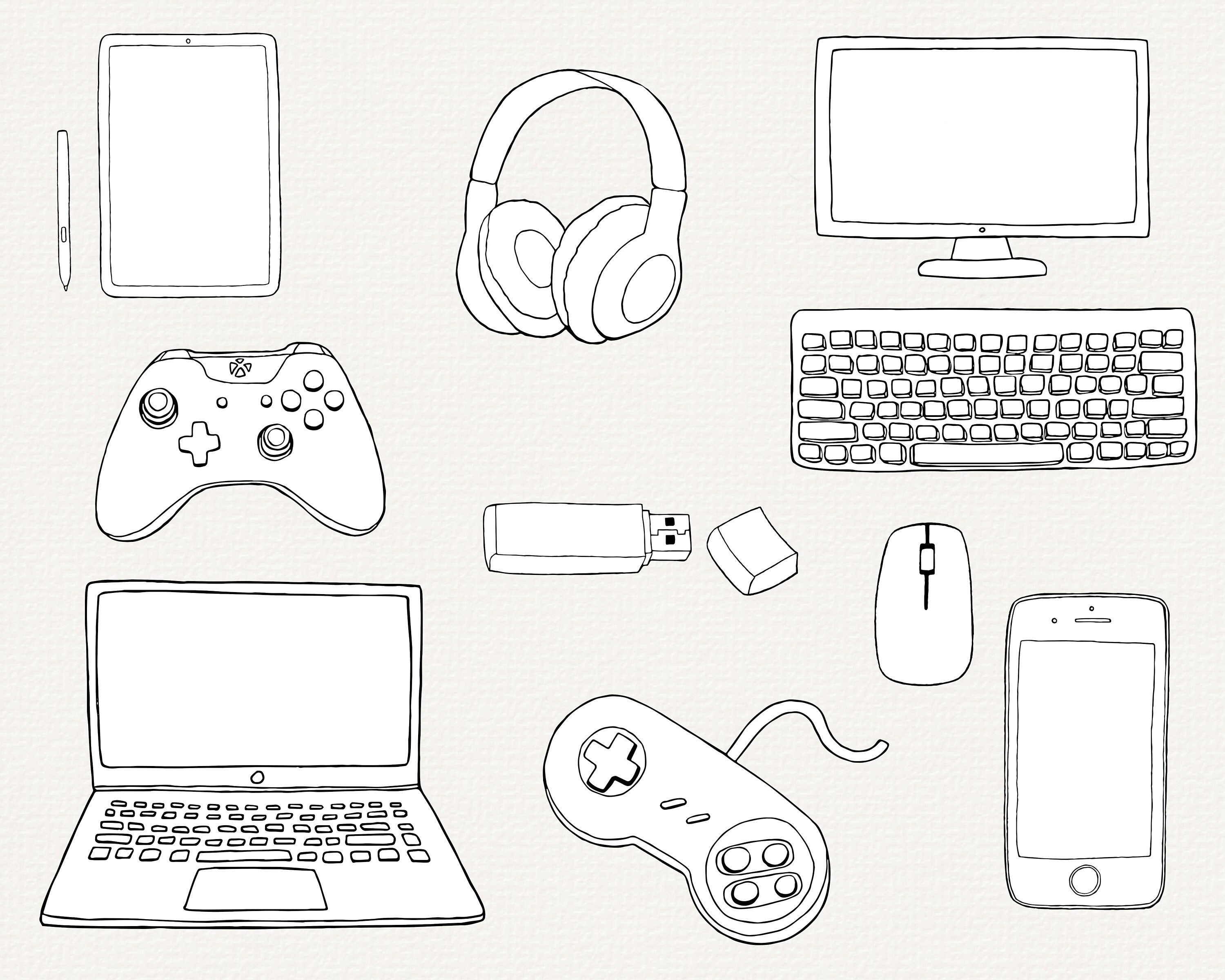 Technology SVG Bundle Smart Phone Laptop Video Game Simple - Etsy