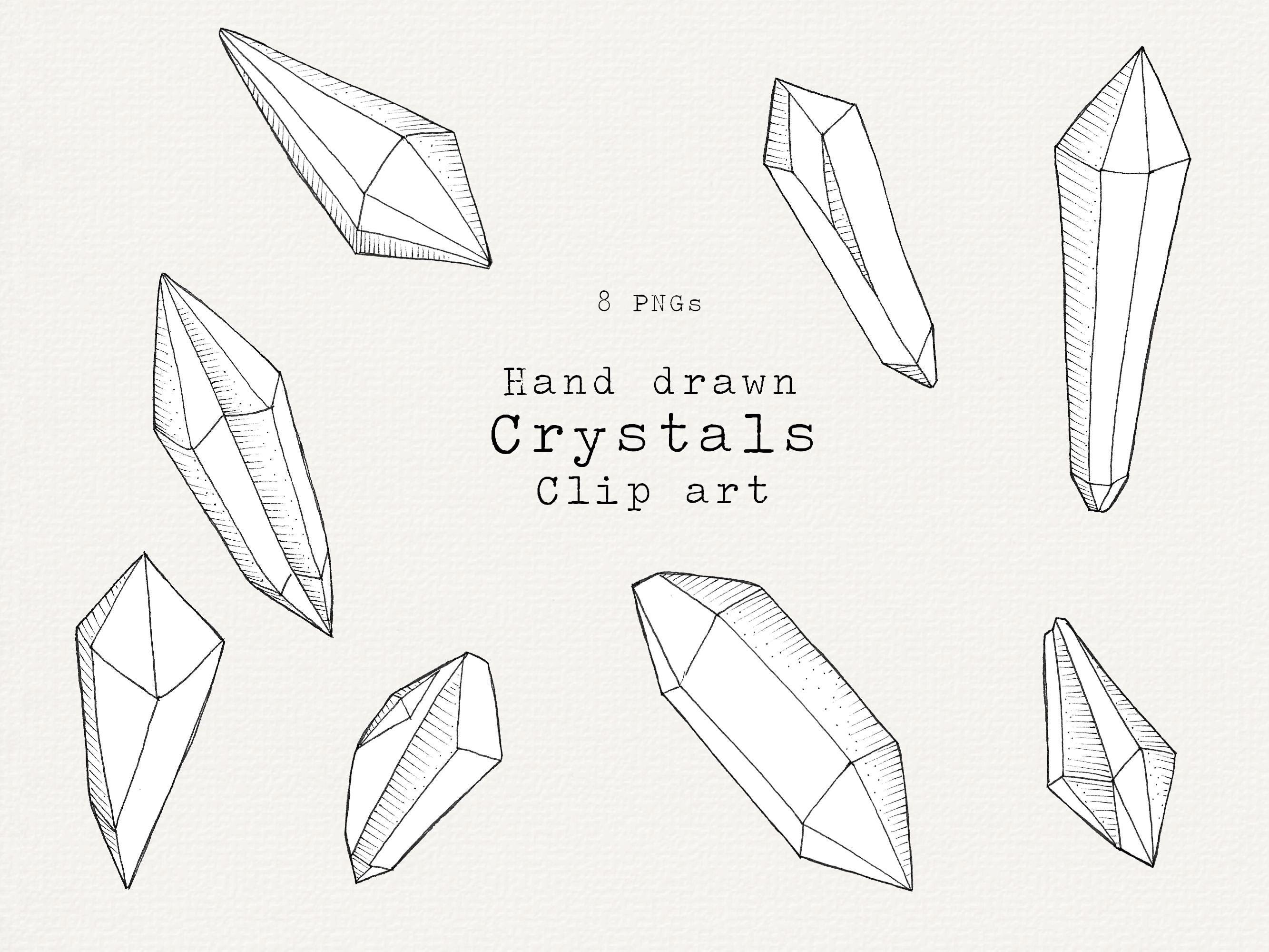 Crystal Black And White Drawing Crystal Sketch Engraving Vector