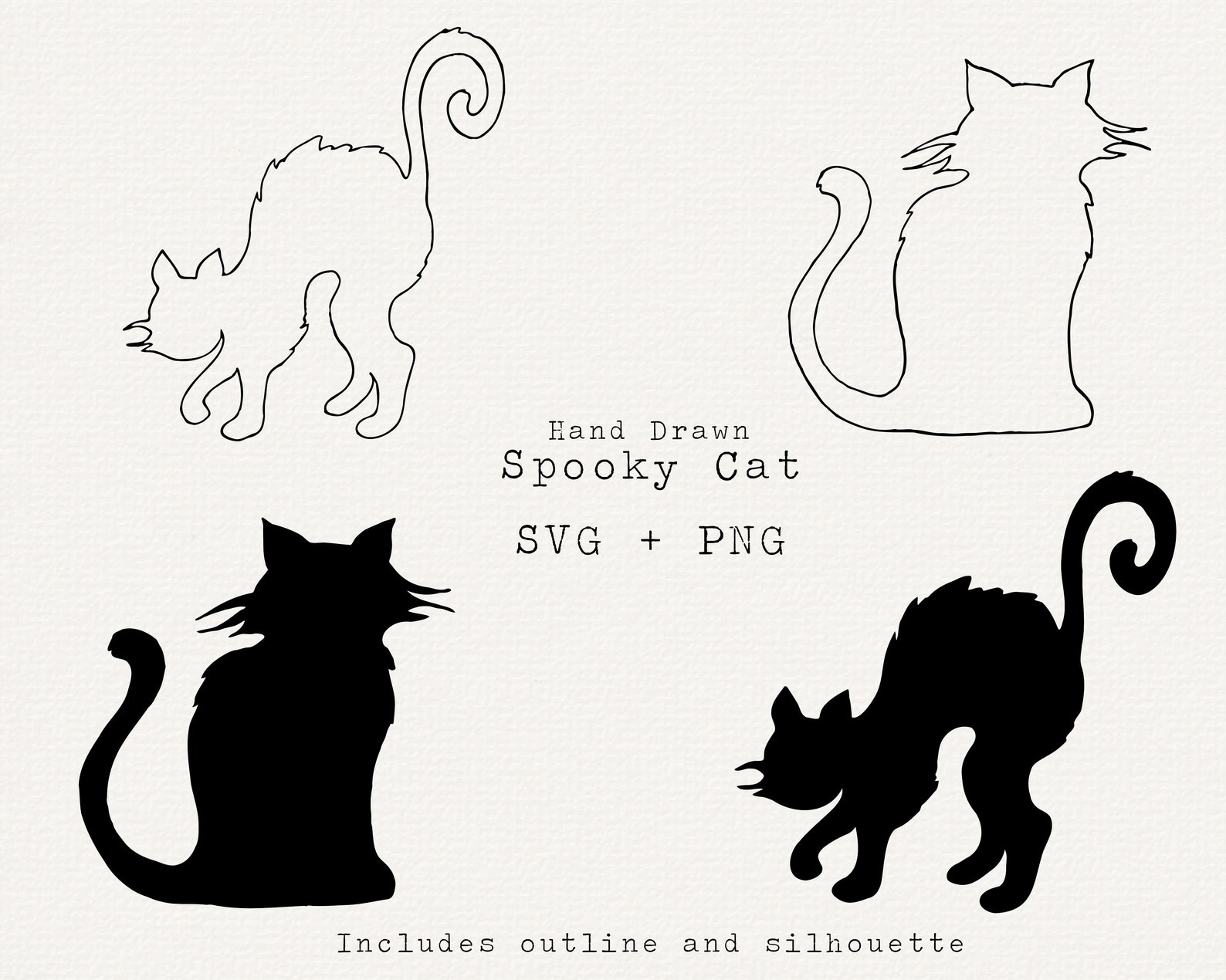 Halloween Cat SVG Spooky Black Cat Silhouette Halloween Clip - Etsy