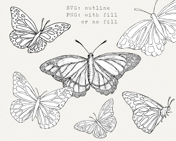 Craft Supplies & Tools Simple Outline Butterfly SVG Monarch Butterfly ...