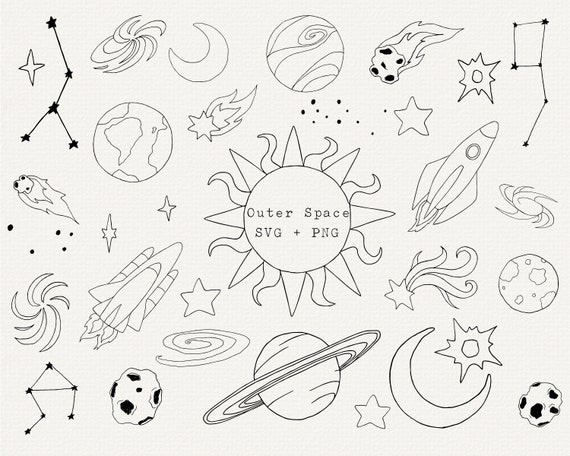Outer Space Clipart Black And White