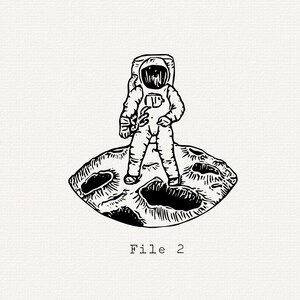 Astronaut SVG, Space SVG, Black and White Space Clipart, Outer Space ...