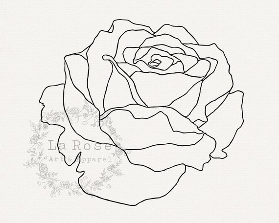 Open Rose Line Drawing