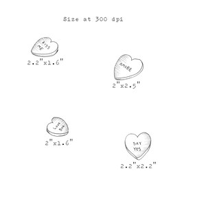 Valentines Candy Hearts Clip, Candy Hearts Clipart, Black and White ...