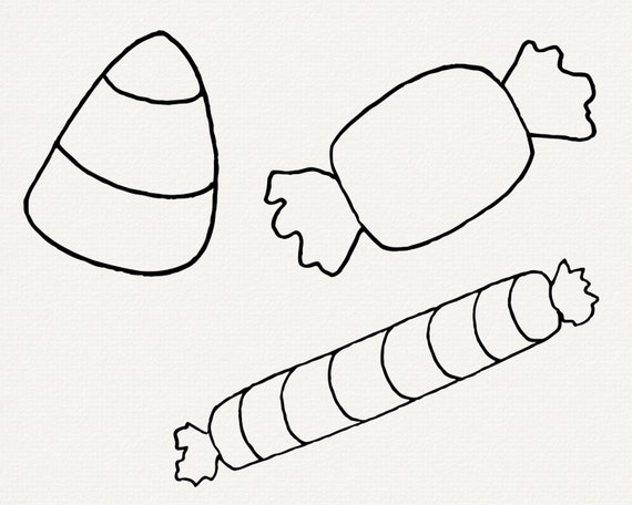 Halloween Candy Black And White Clip Art