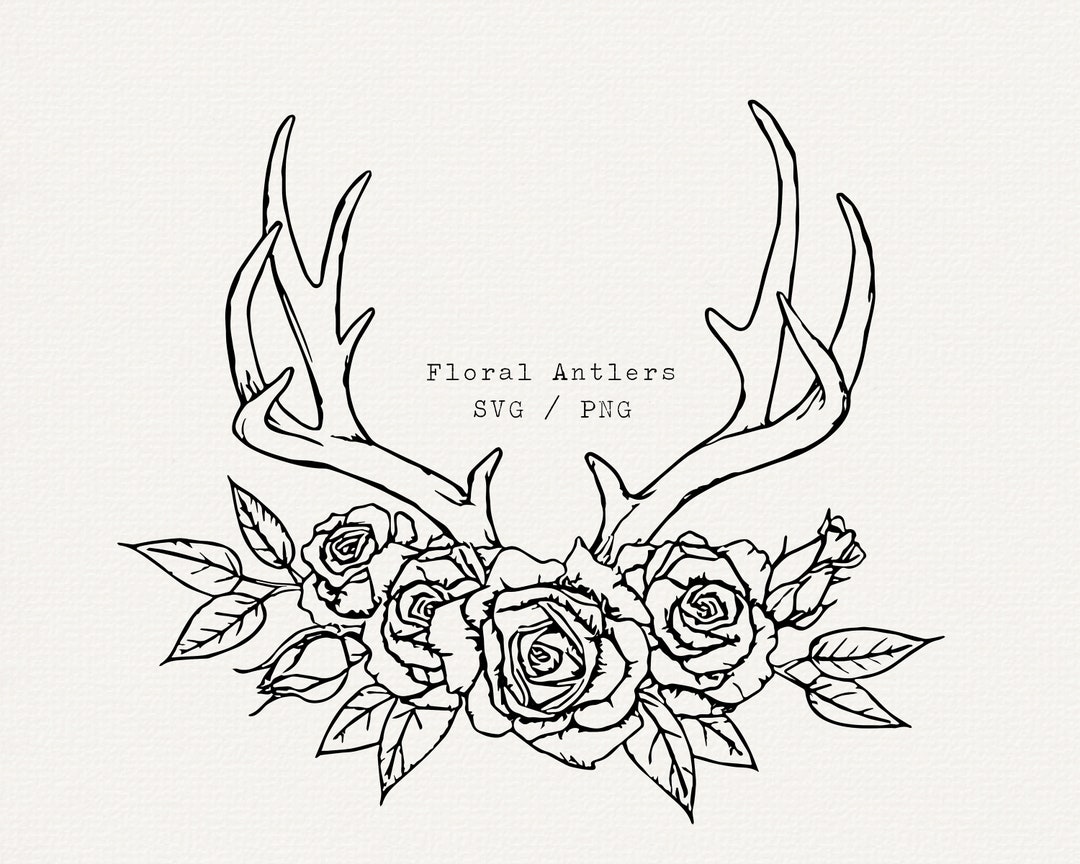 Floral Antler Svg, Deer Antlers Cut File for Cricut, Silhouette, Laser ...