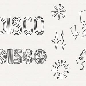 Disco SVG Bundle, Disco Party Doodle Vector Clip Art, Disco Line Art ...