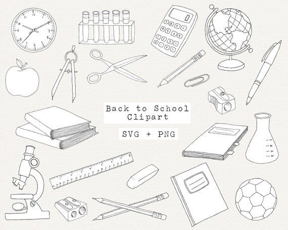 School Supplies Png Black And White