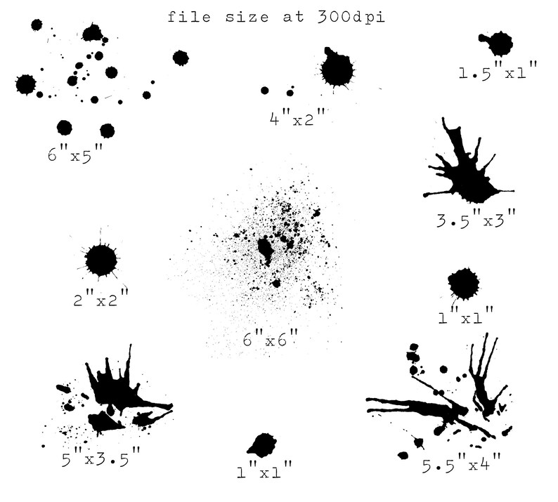 Ink Splatter Clip Art Splattered Ink Clipart Ink Drips PNG | Etsy