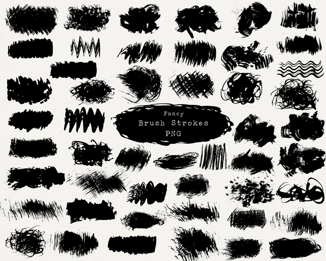 Fancy Brush Stroke Pngs, Natural Texture, Brush Stroke Bundle, Grunge ...