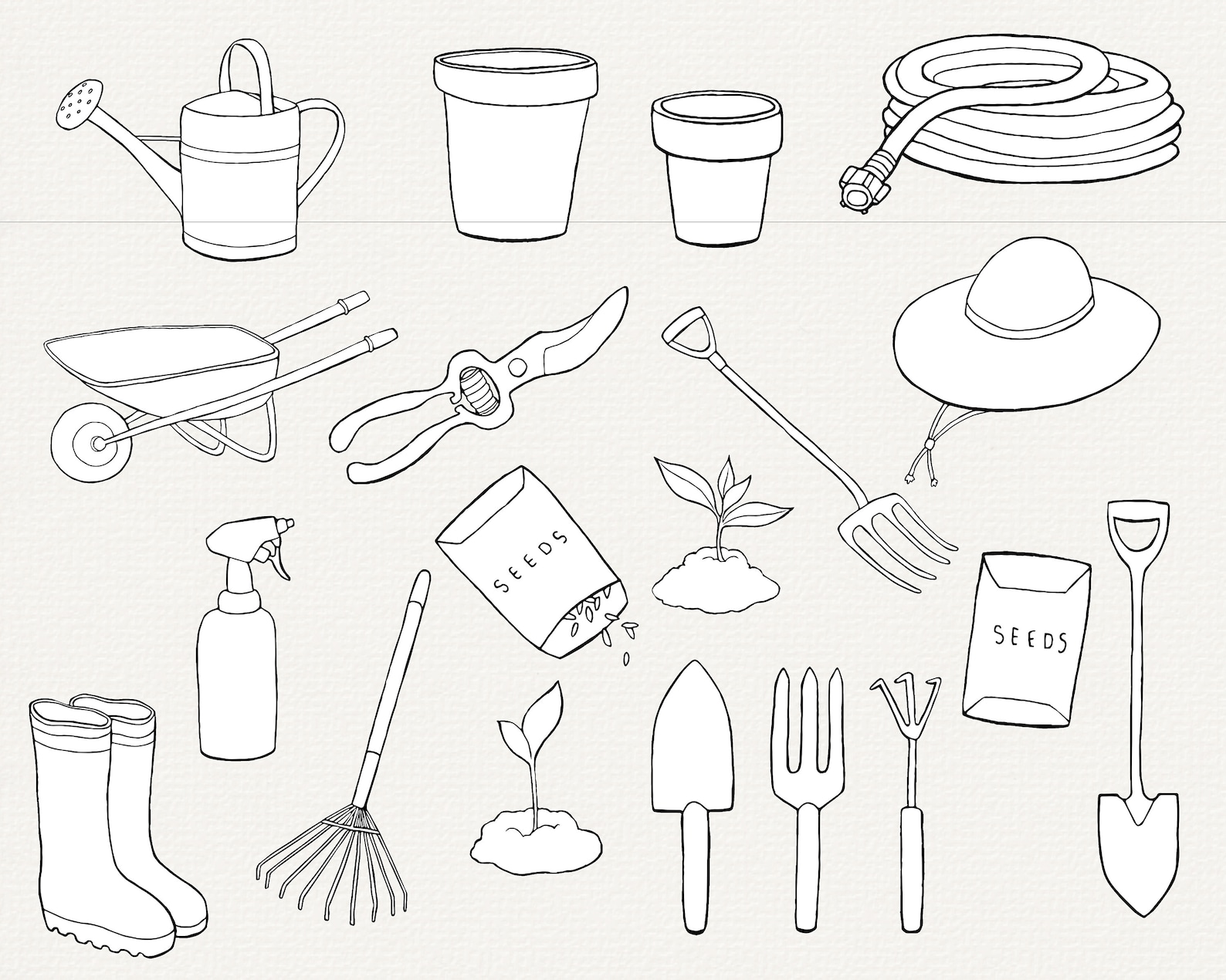 Gardening SVG Bundle Gardening Tools Clipart Hand Drawn SVG - Etsy UK