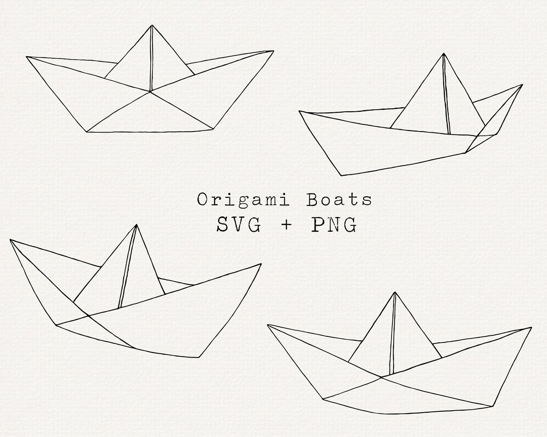 Paper Boat SVG, Origami Boat Clip Art, Simple Line Art Clipart, Hand ...