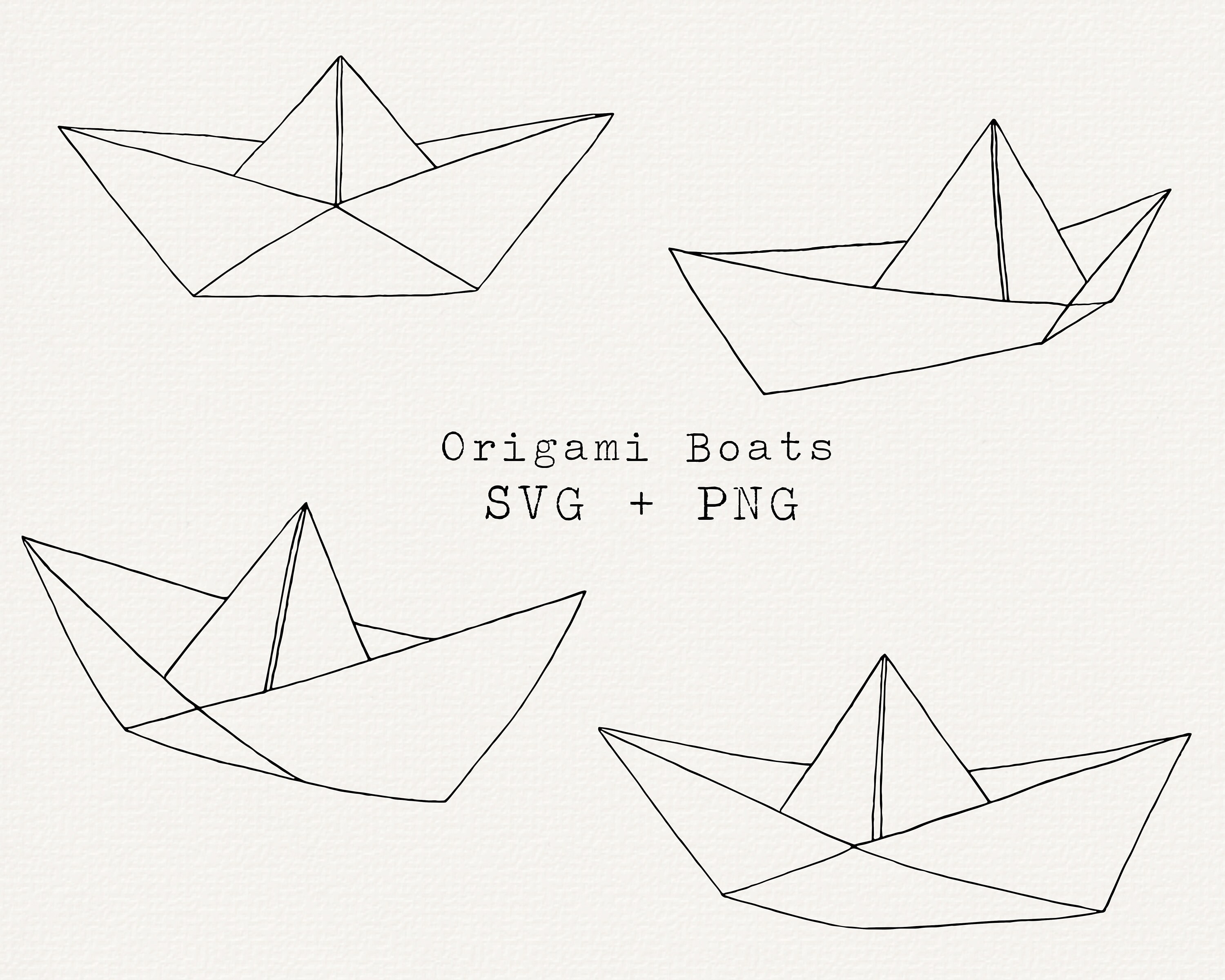 Paper Boat SVG Origami Boat Clip Art Simple Line Art - Etsy