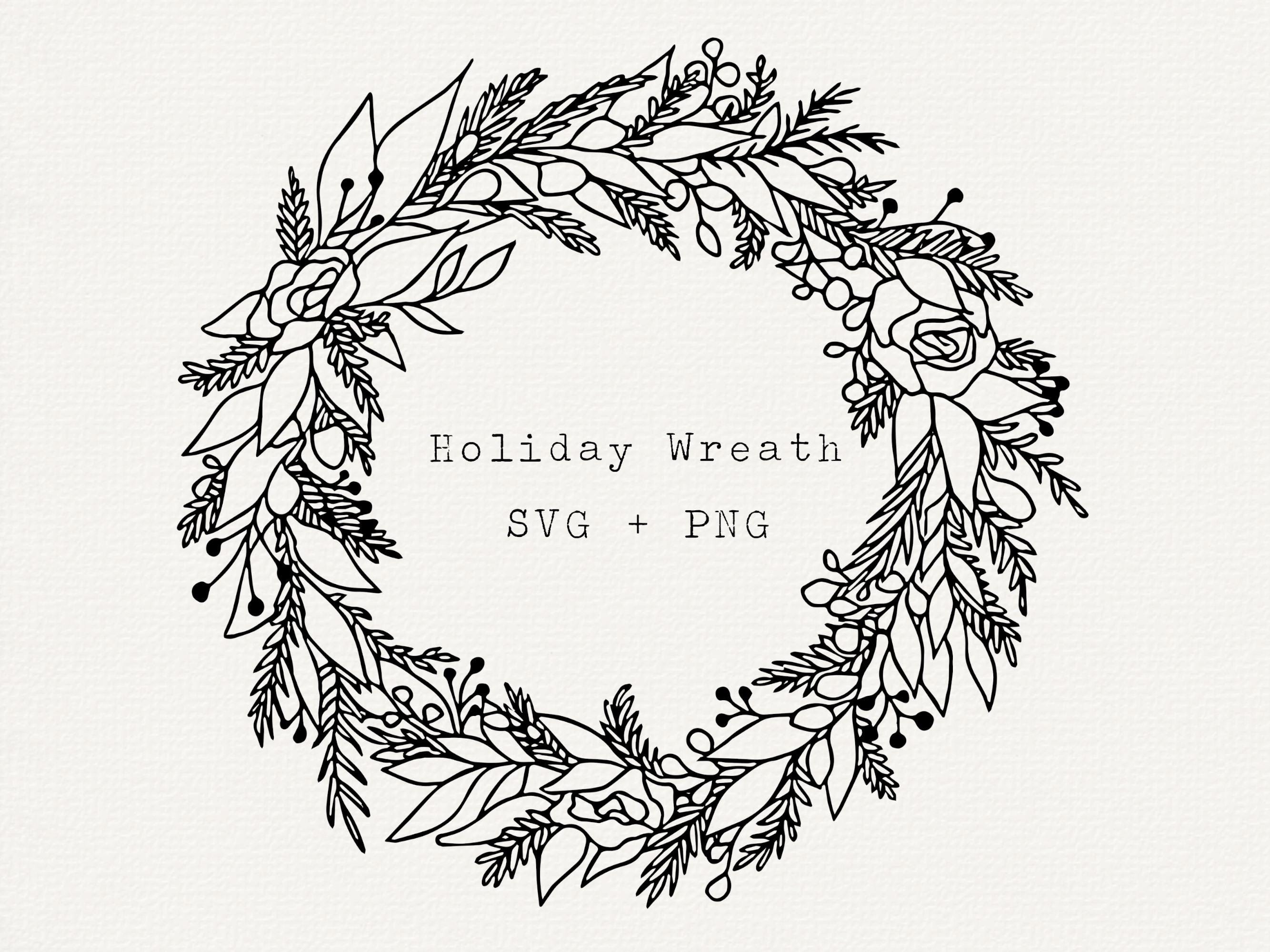 Wreath Black And White Drawing