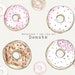 Watercolor Donuts Clipart, Bakery Clipart, Watercolor Doughnut, Dessert ...