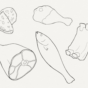 Meat SVG, Butcher Clip Art Illustration, BBQ Vector Line Art, Steak ...