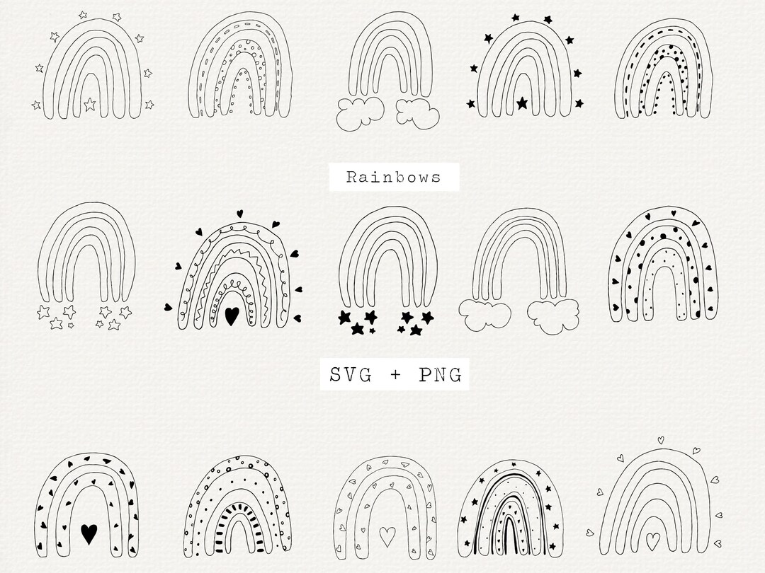 Rainbow SVG, Rainbow Vector, Celestial Clipart, Black Outline, Simple ...