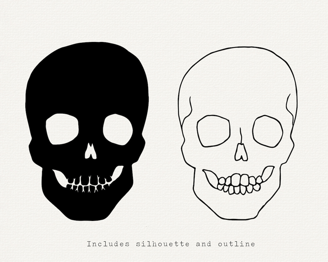 Simple Skull SVG, Skull Silhouette, Skull Stencil, Halloween Clip Art ...