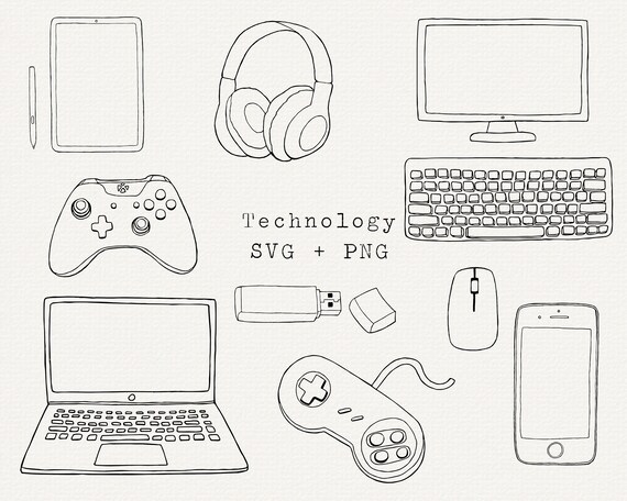 Technology SVG Bundle Smart Phone Laptop Video Game Simple | Etsy