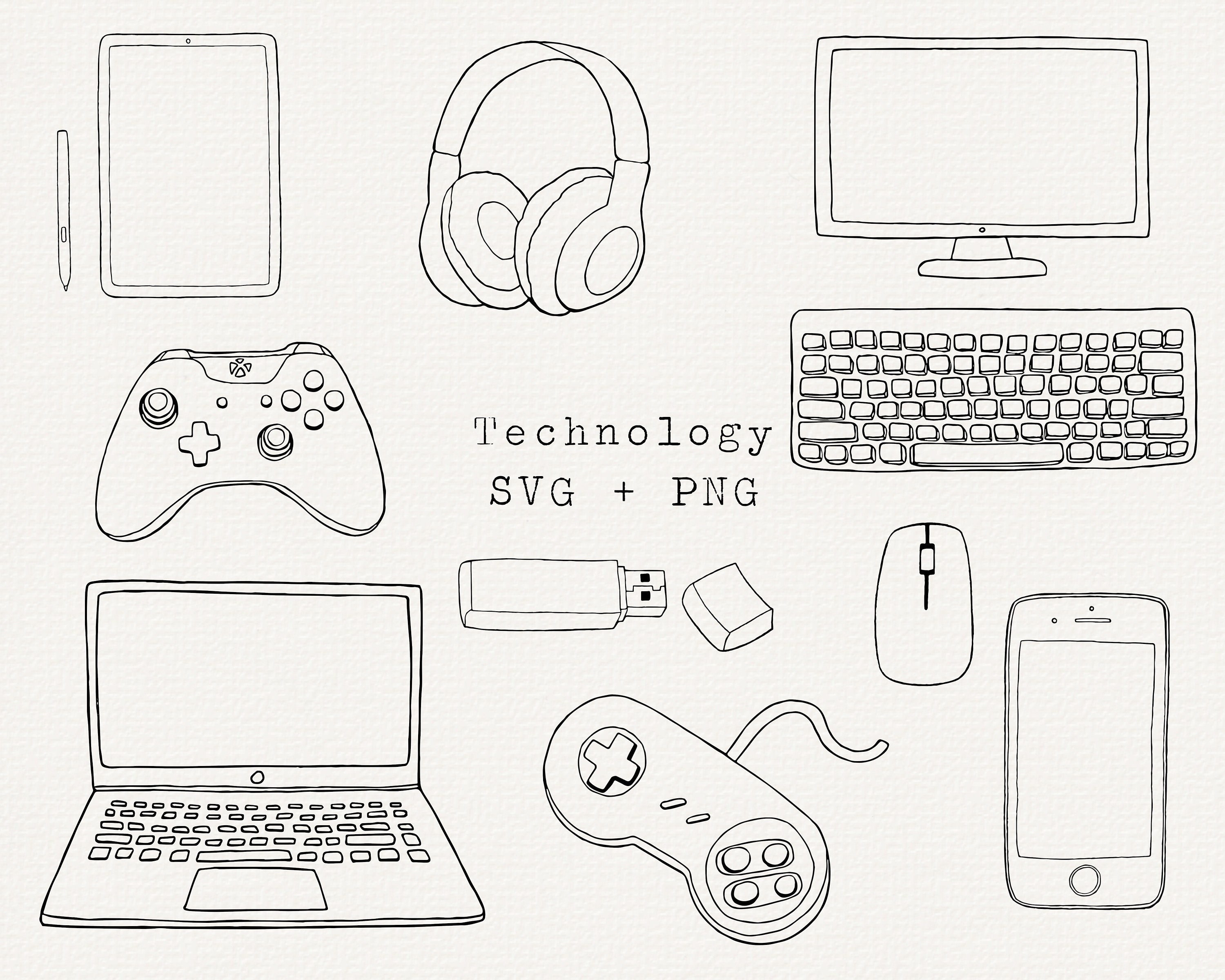 Technology SVG Bundle Smart Phone Laptop Video Game Simple | Etsy