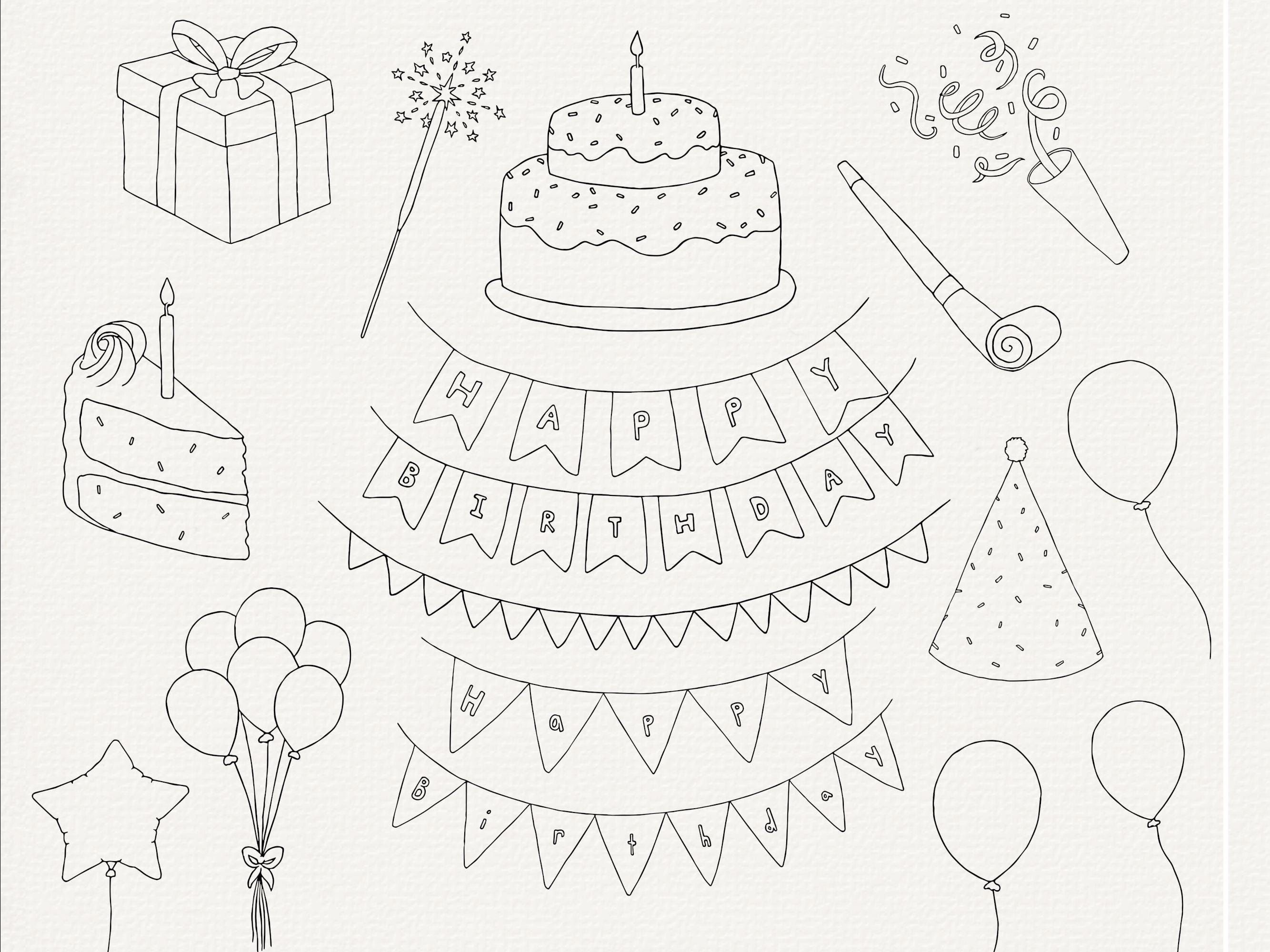 Line Art Birthday Decorations Free Birthday Party Printables!