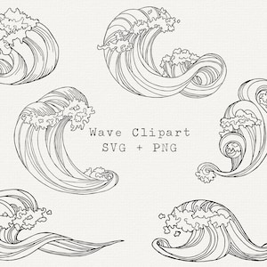 Wave SVG, Ocean Clipart, Wave Line Art Digital Download, Hand Drawn ...