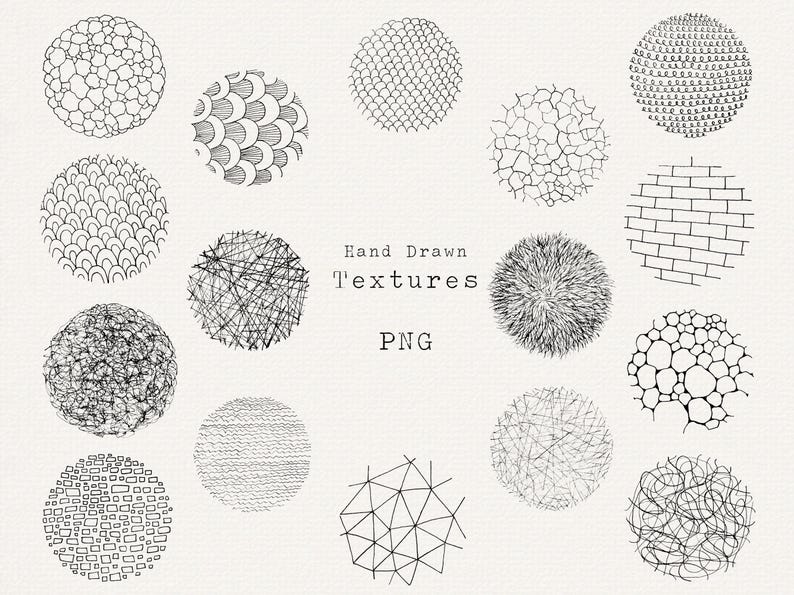 Hand Drawn Texture Overlays - PNG Graphic Design Elements - Etsy