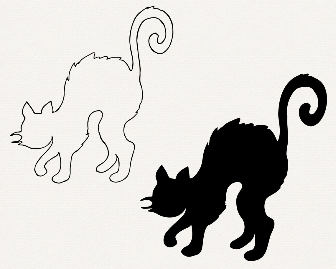 Halloween Cat SVG Spooky Black Cat Silhouette Halloween Clip - Etsy